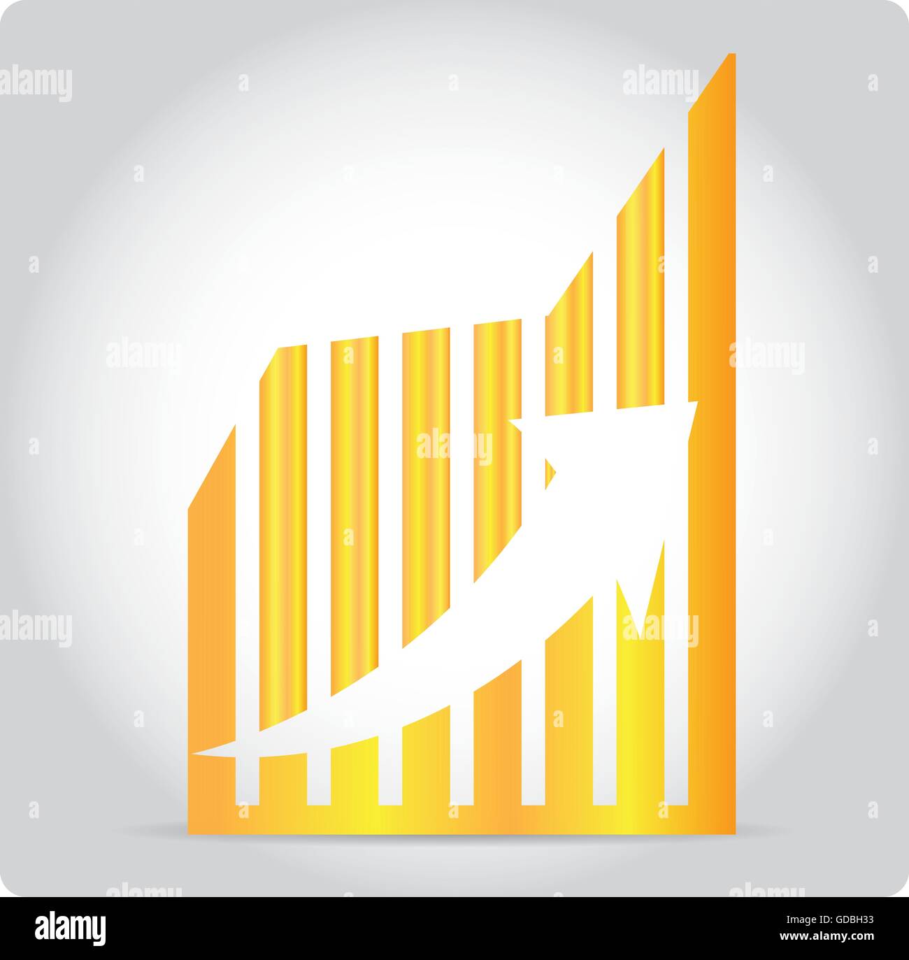 Isolated business graph with golden bars and an arrow Stock Vector ...
