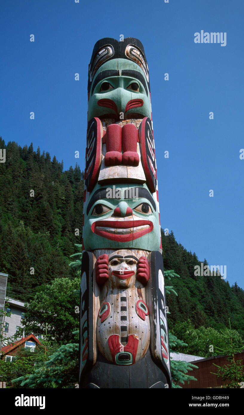 Totem Pole in Alaska Stock Photo - Alamy