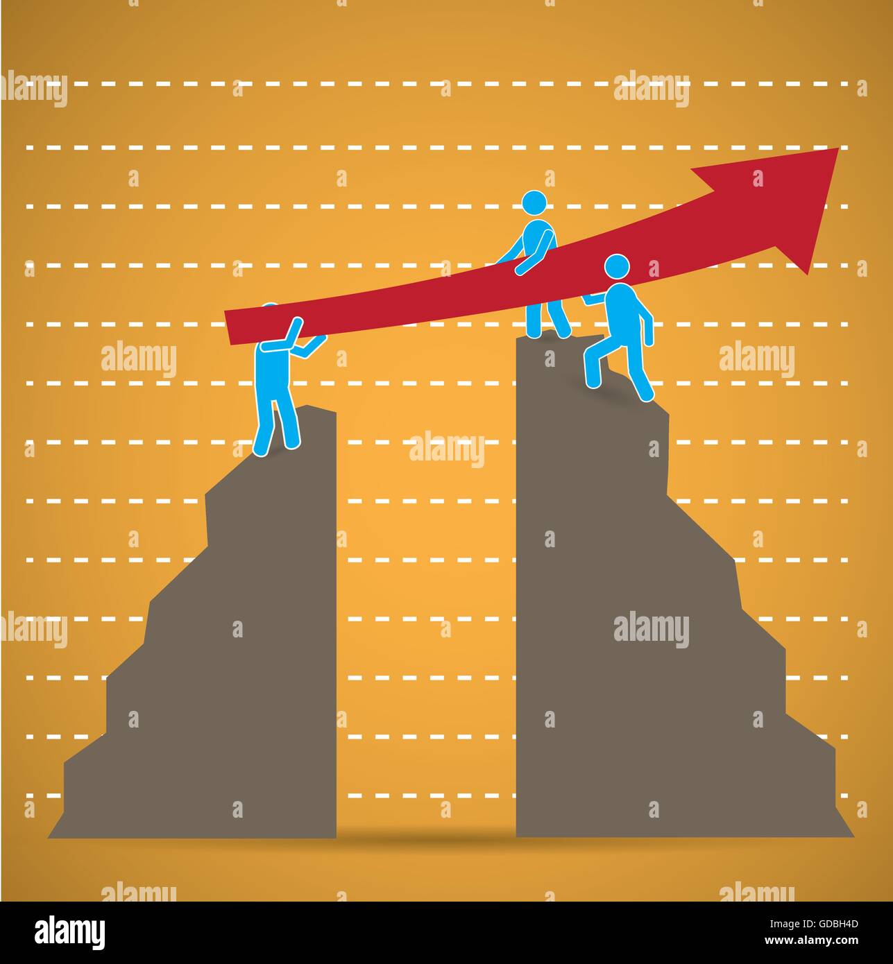 Group of people working together on a yellow background Stock Vector ...