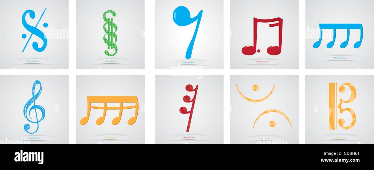 Set of musical notes and text on grey backgrounds Stock Vector Image ...