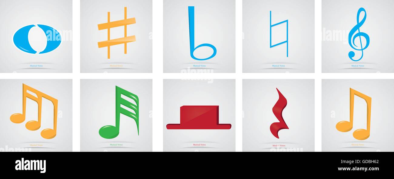 Set of musical notes and text on grey backgrounds Stock Vector Image ...