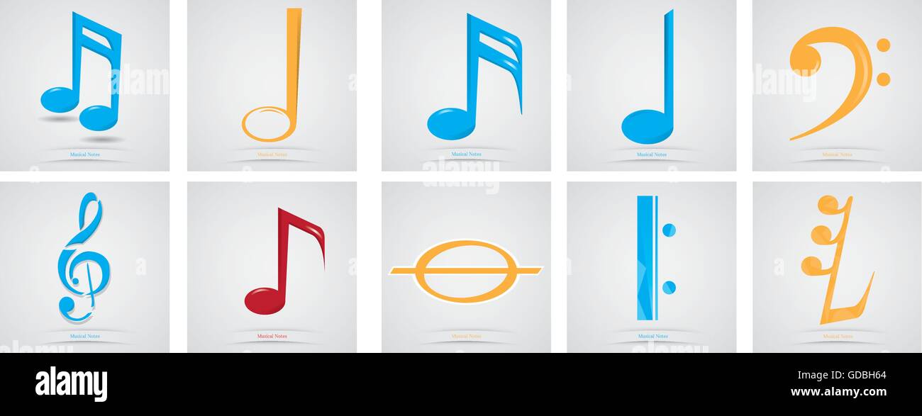 Set of musical notes and text on grey backgrounds Stock Vector Image ...