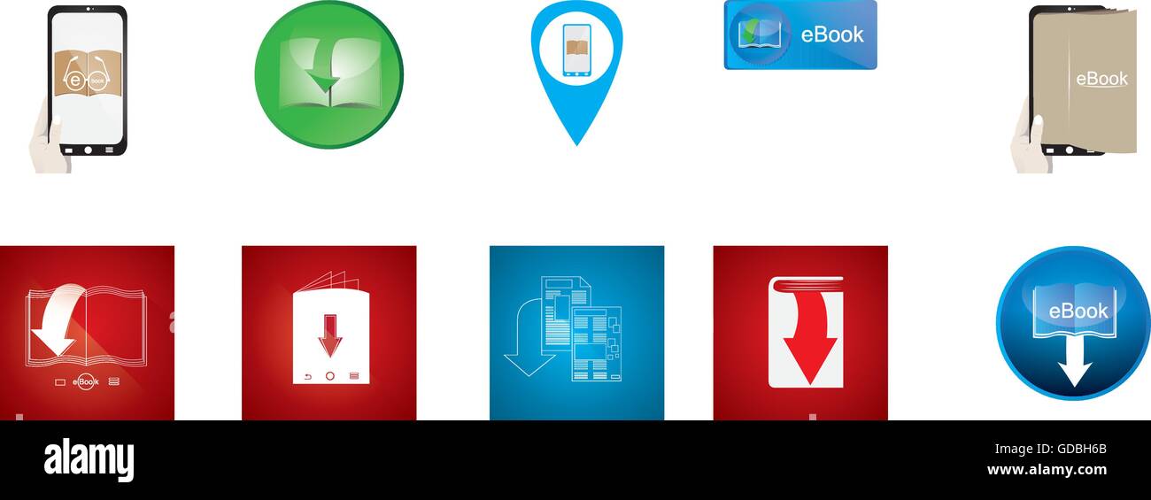 Set of different ebook icons on a white background Stock Vector Image ...