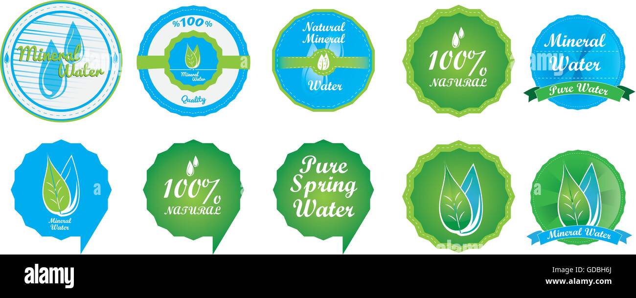 Set of different mineral water banners on a white background Stock ...
