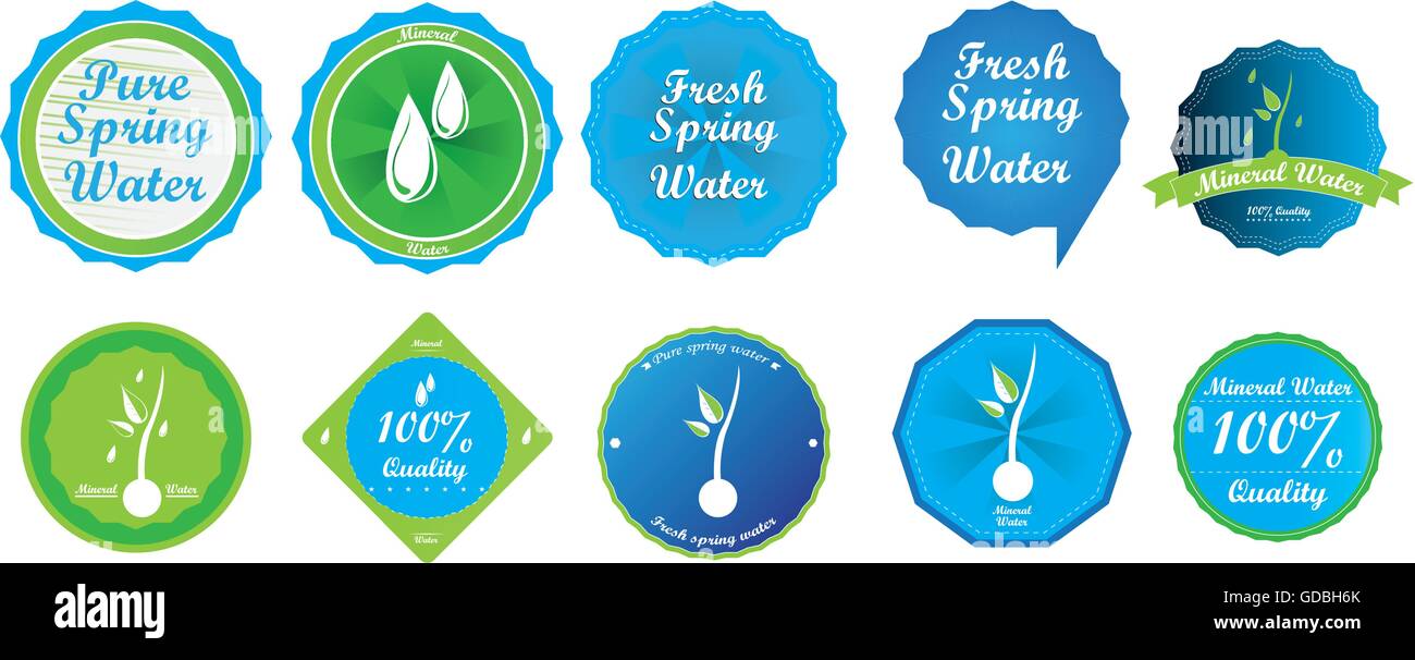 Set of different mineral water banners on a white background Stock ...