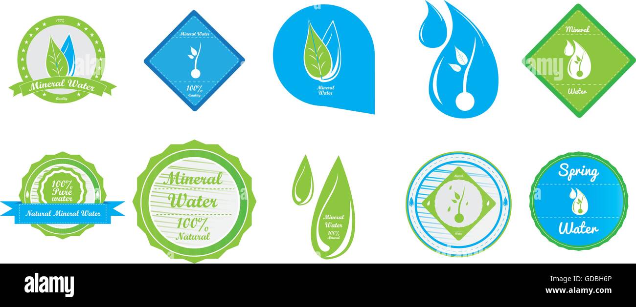 Set of different mineral water banners on a white background Stock ...