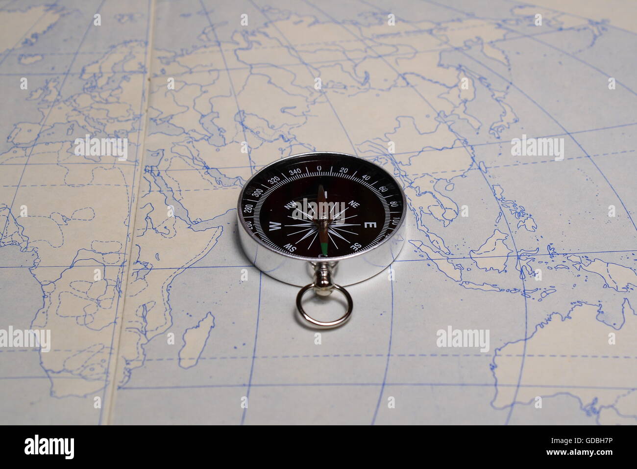 compass on the map Stock Photo - Alamy