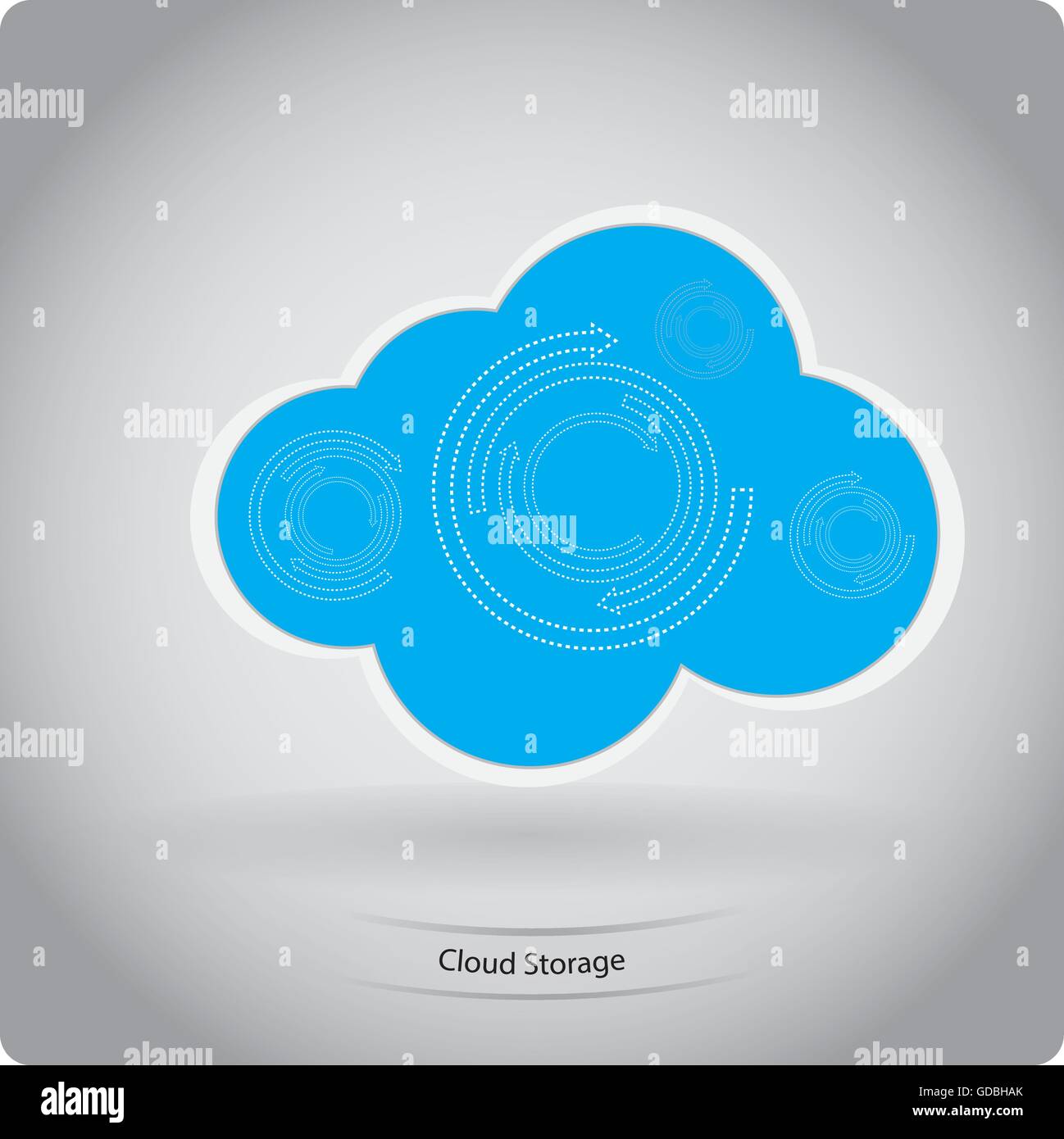 Isolated blue cloud with arrows and text on a grey background Stock ...