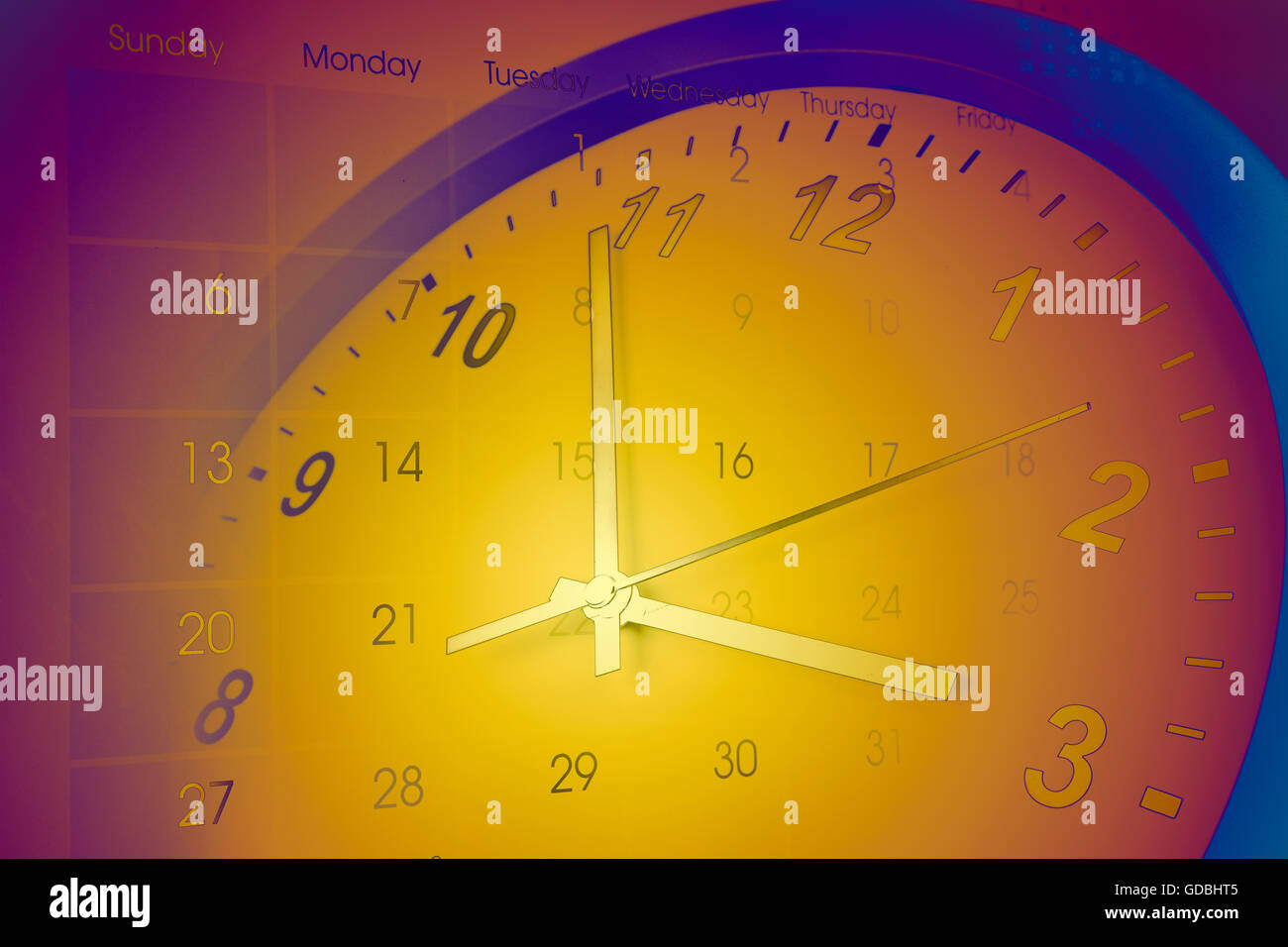 Clock face and calendar composite Stock Photo - Alamy