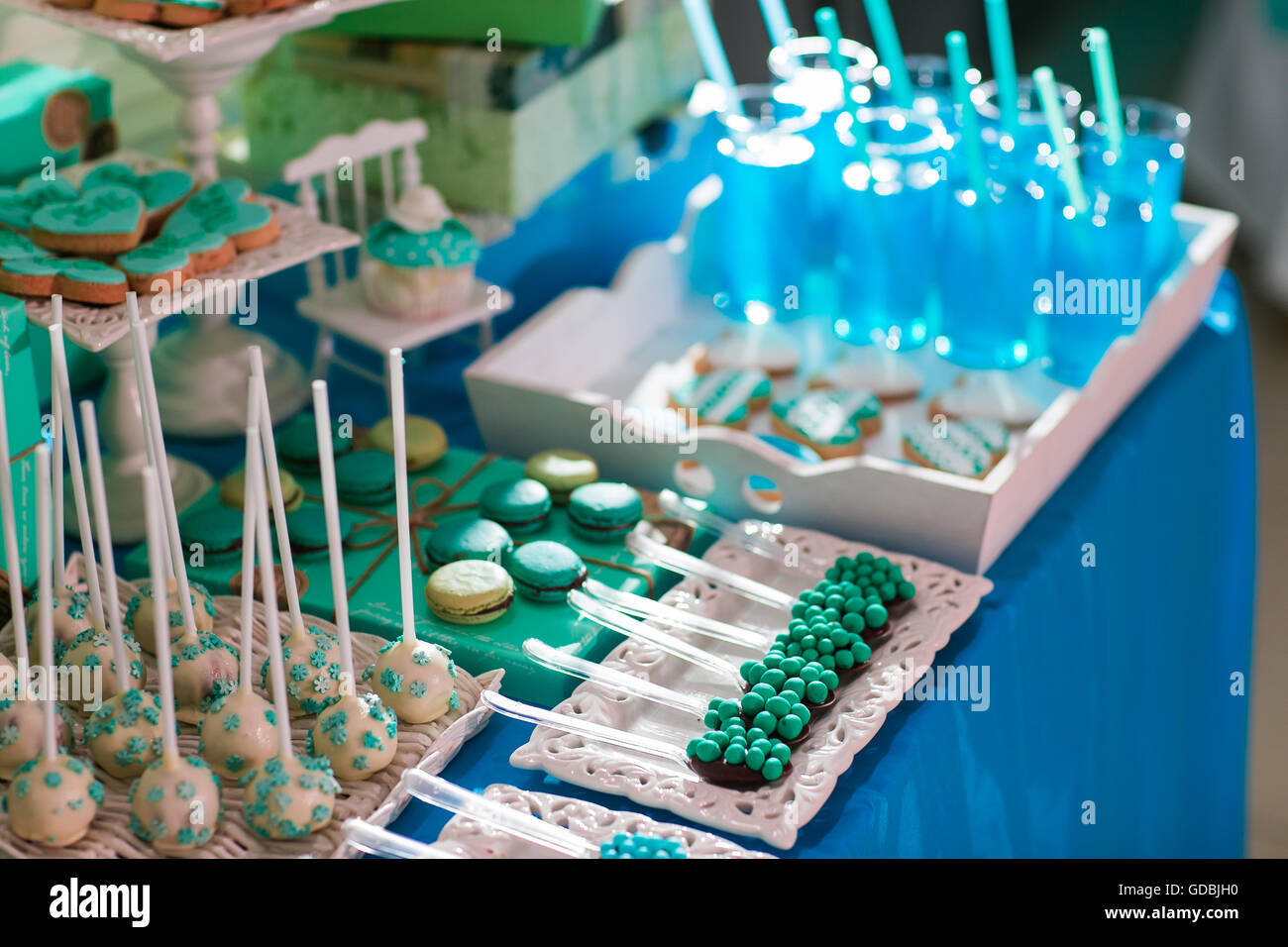 Candy bar on wedding ceremony with a lot of different candies and ...