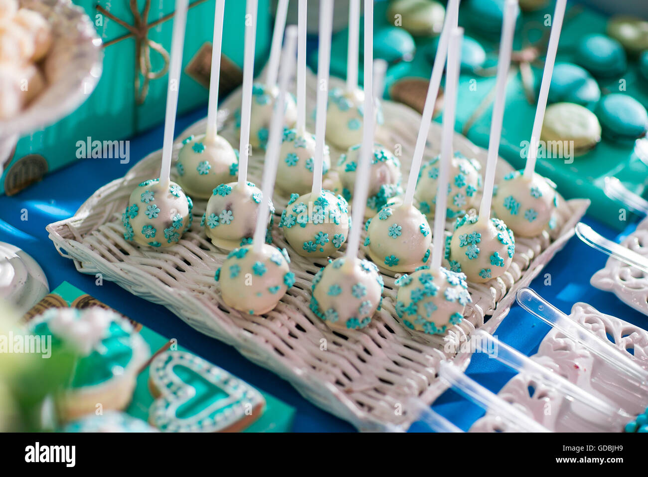 Candy bar on wedding ceremony with a lot of different candies and ...