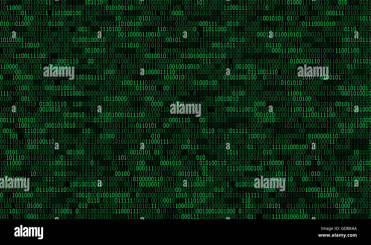 green binary code tech background Stock Photo - Alamy