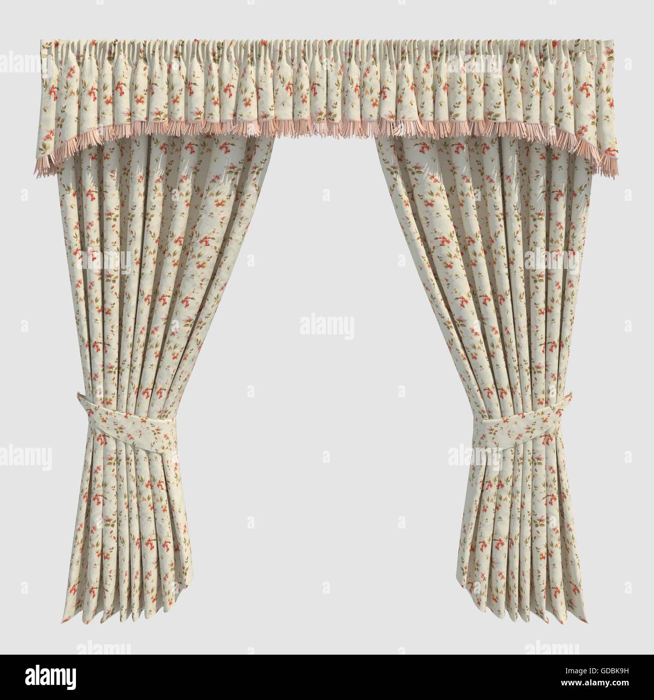 curtains isolated on white background 3d illustration Stock Photo - Alamy
