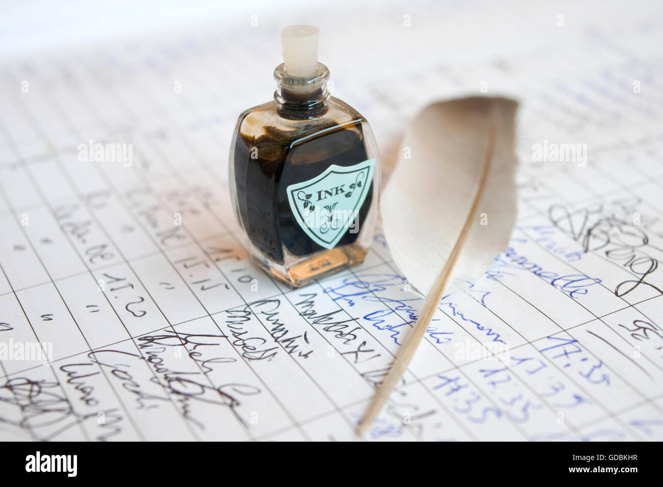 longhand on an old manuscript with plume and ink Stock Photo - Alamy