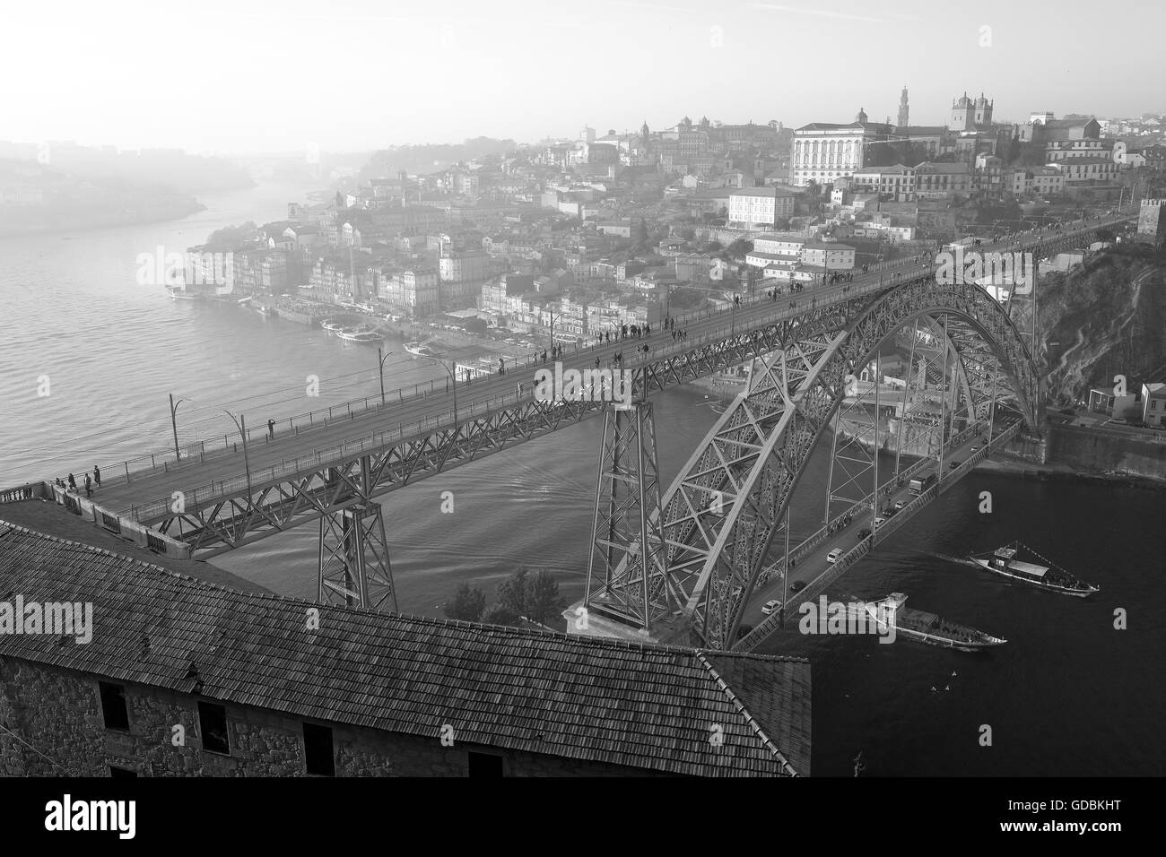 Iconic classic view over Porto at sunset Portugal. Ponte de D. Luis I ...