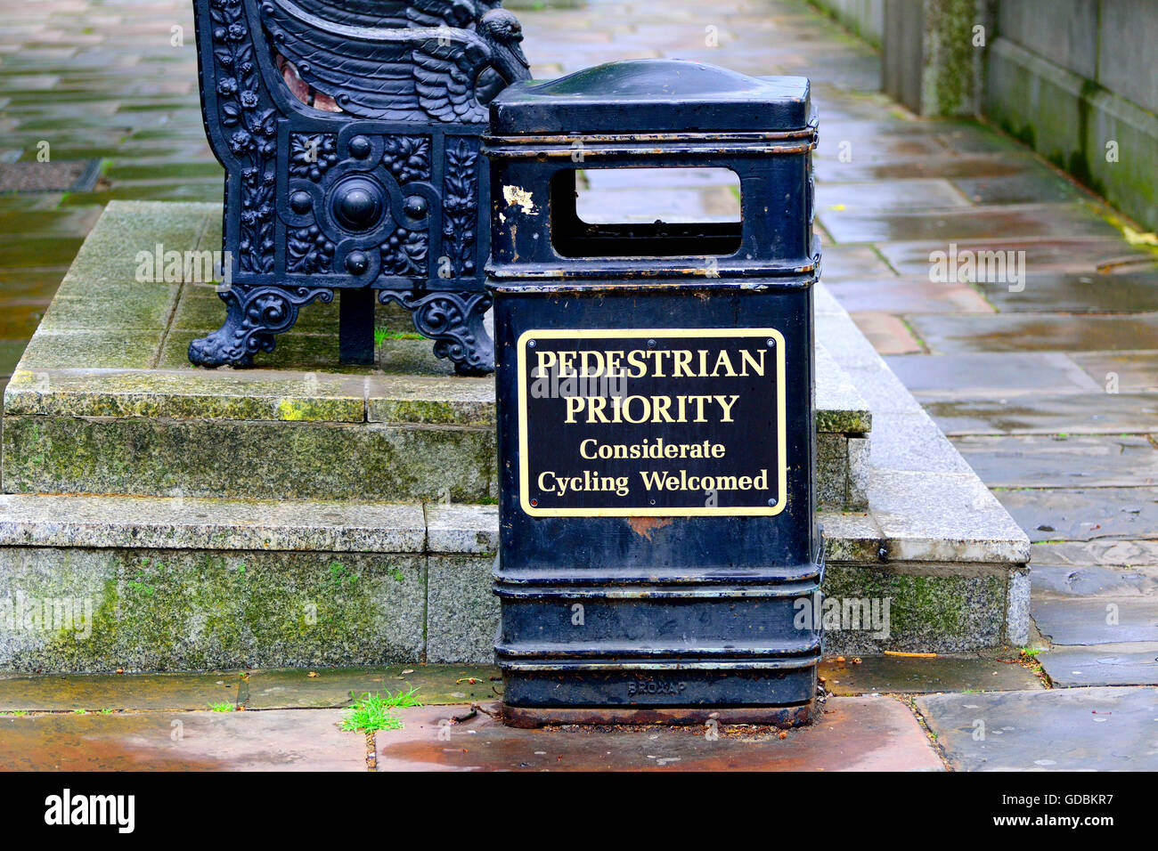 London, England, UK. Litter bin on the South Bank with message for ...