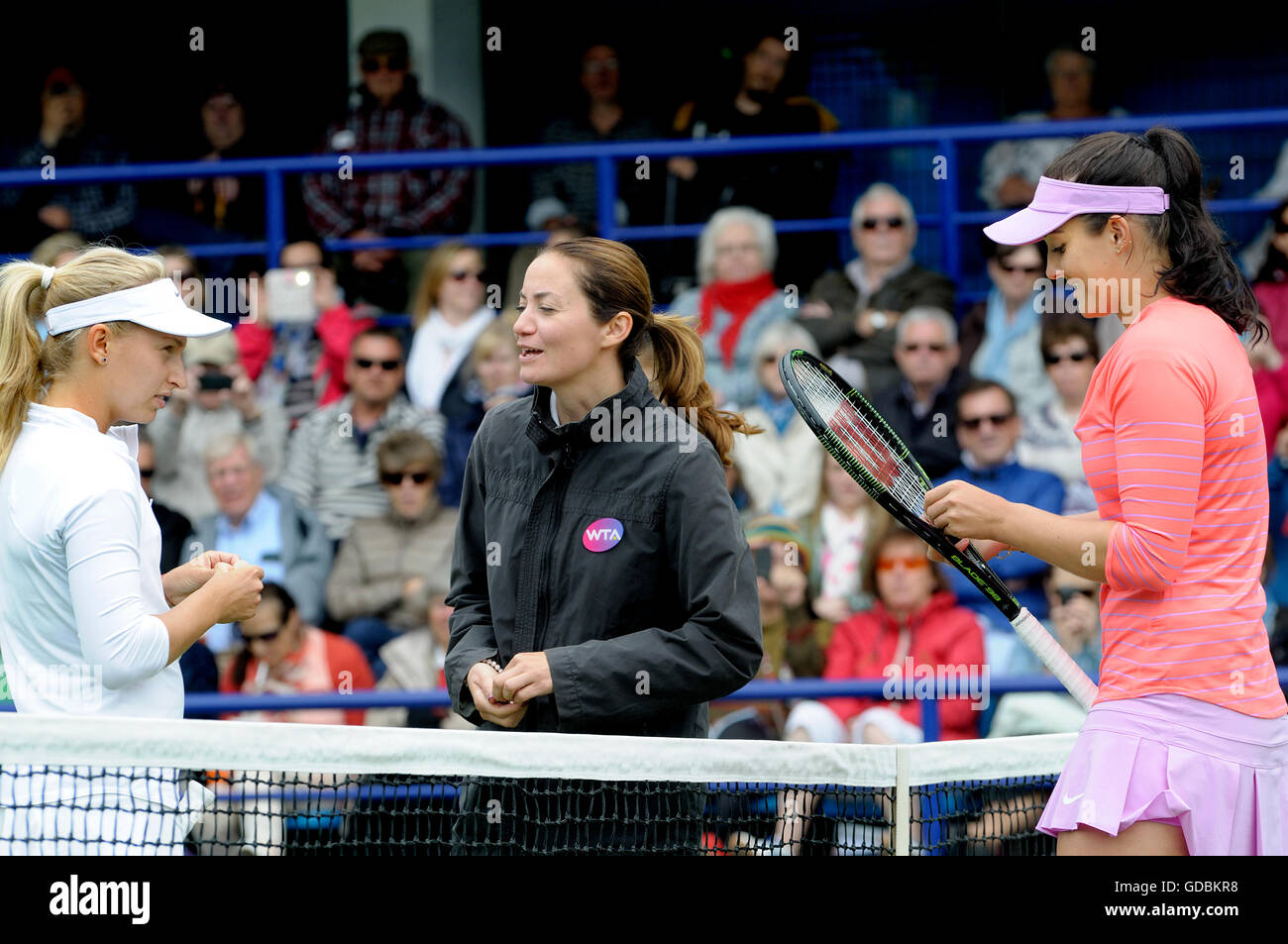Laura Robson (Great Britain) and Daria Gavrilova with the umpire before ...