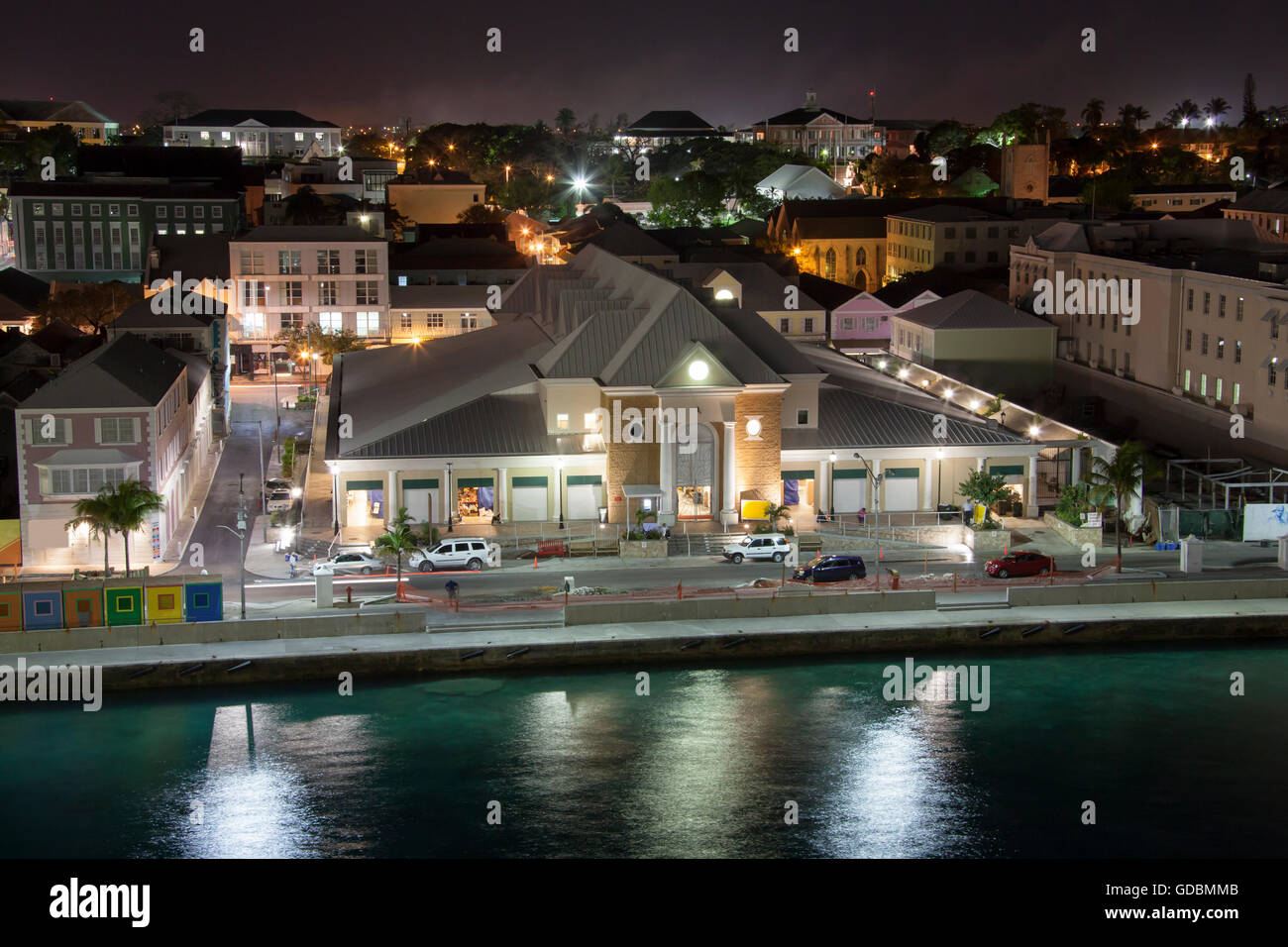 The view of Nassau downtown at night, the capital of The Bahamas Stock ...