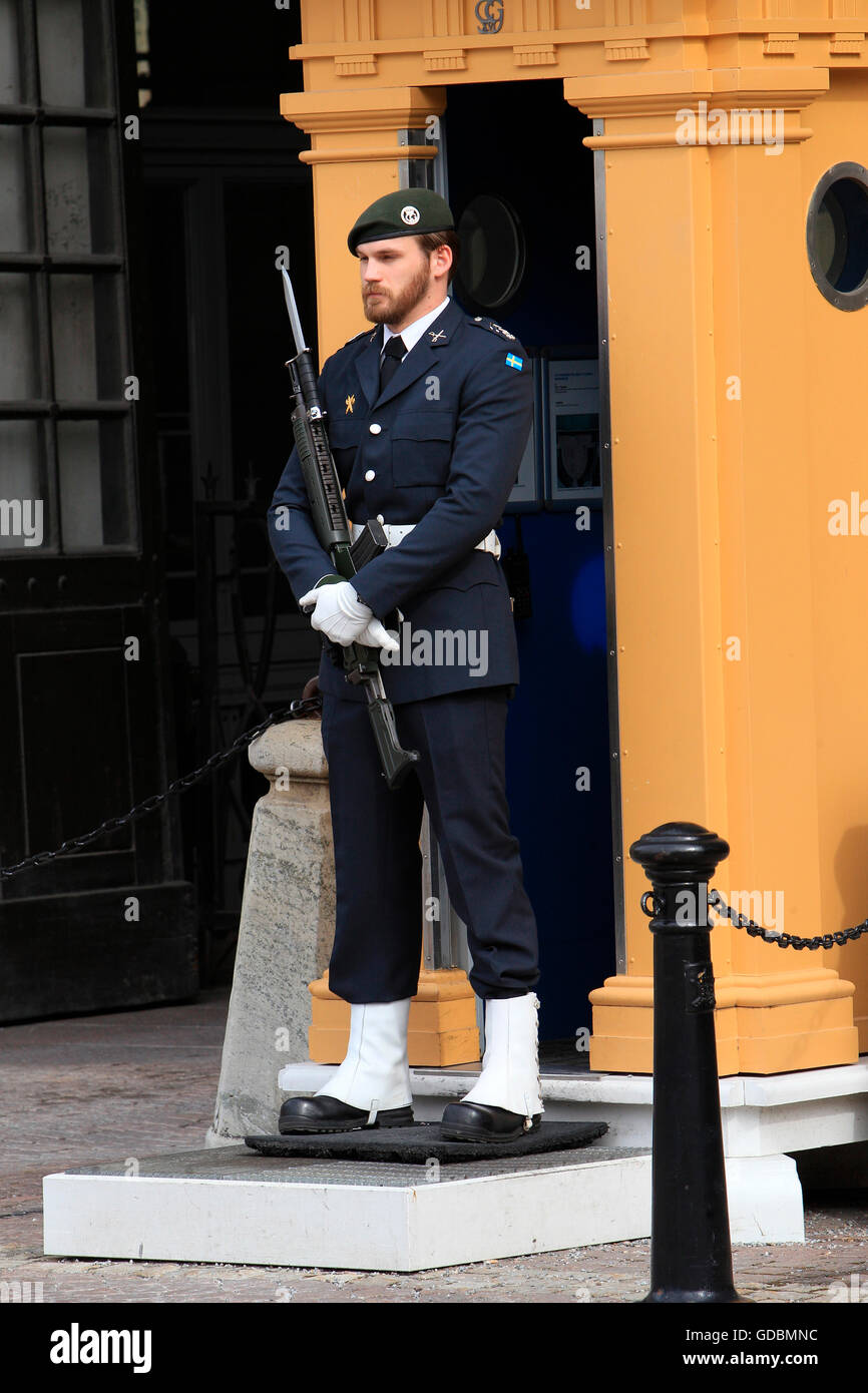 Guard at the castle, Stockholm, Sweden Stock Photo - Alamy