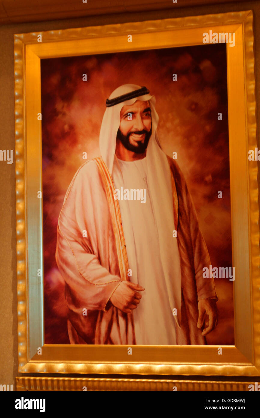 Sheikh Zayed Portrait, Emirates Palace, Abu Dhabi, United Arab Emirates ...
