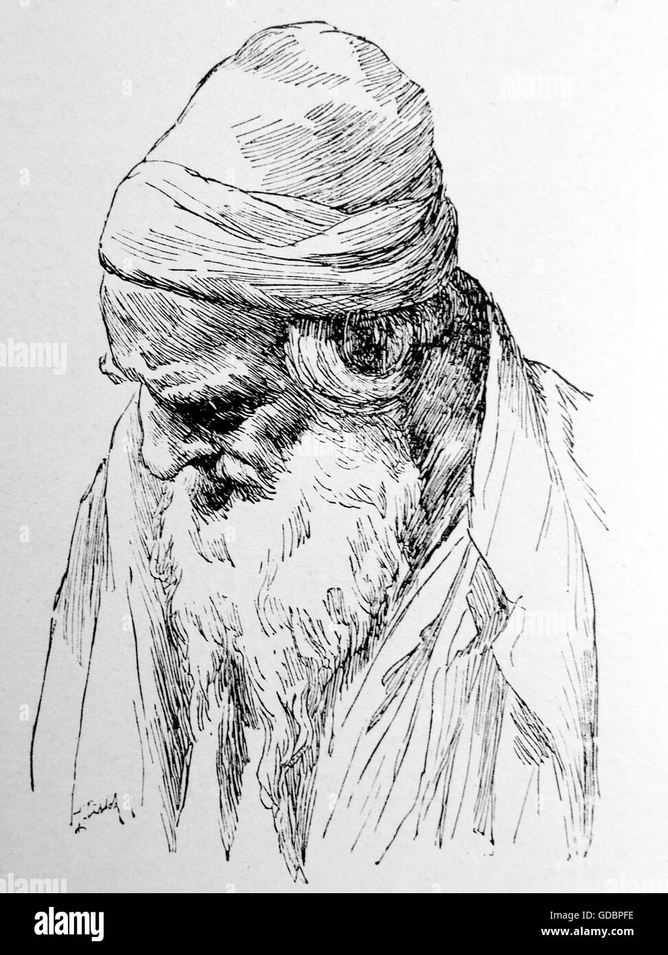 people, men, typical Jew from Jerusalem, circa 30 AD, portrait, drawing ...