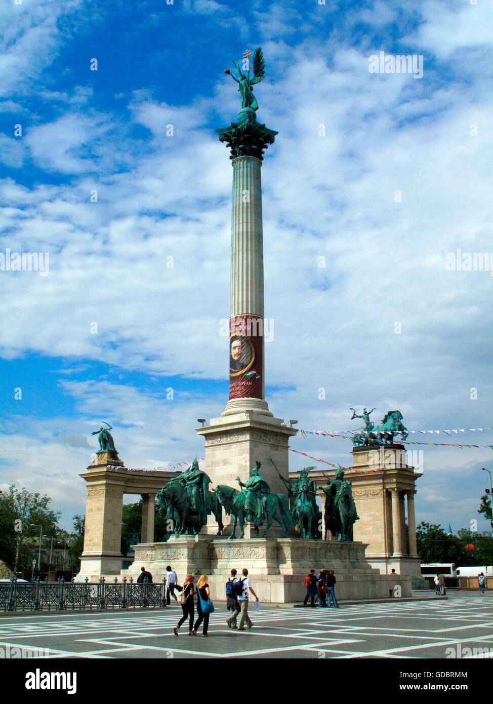 Millenium monument with archangel Gabriel, Heroes square, Budapest ...