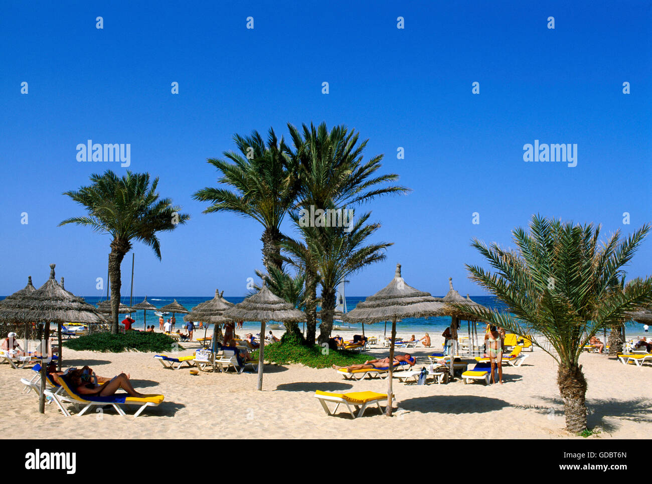 Beach in the Oasis Zarzis, Djerba Island, Tunisia Stock Photo - Alamy