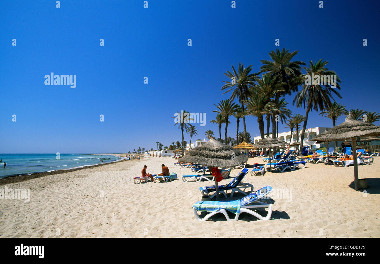 Beach in the Oasis Zarzis, Djerba Island, Tunisia Stock Photo - Alamy