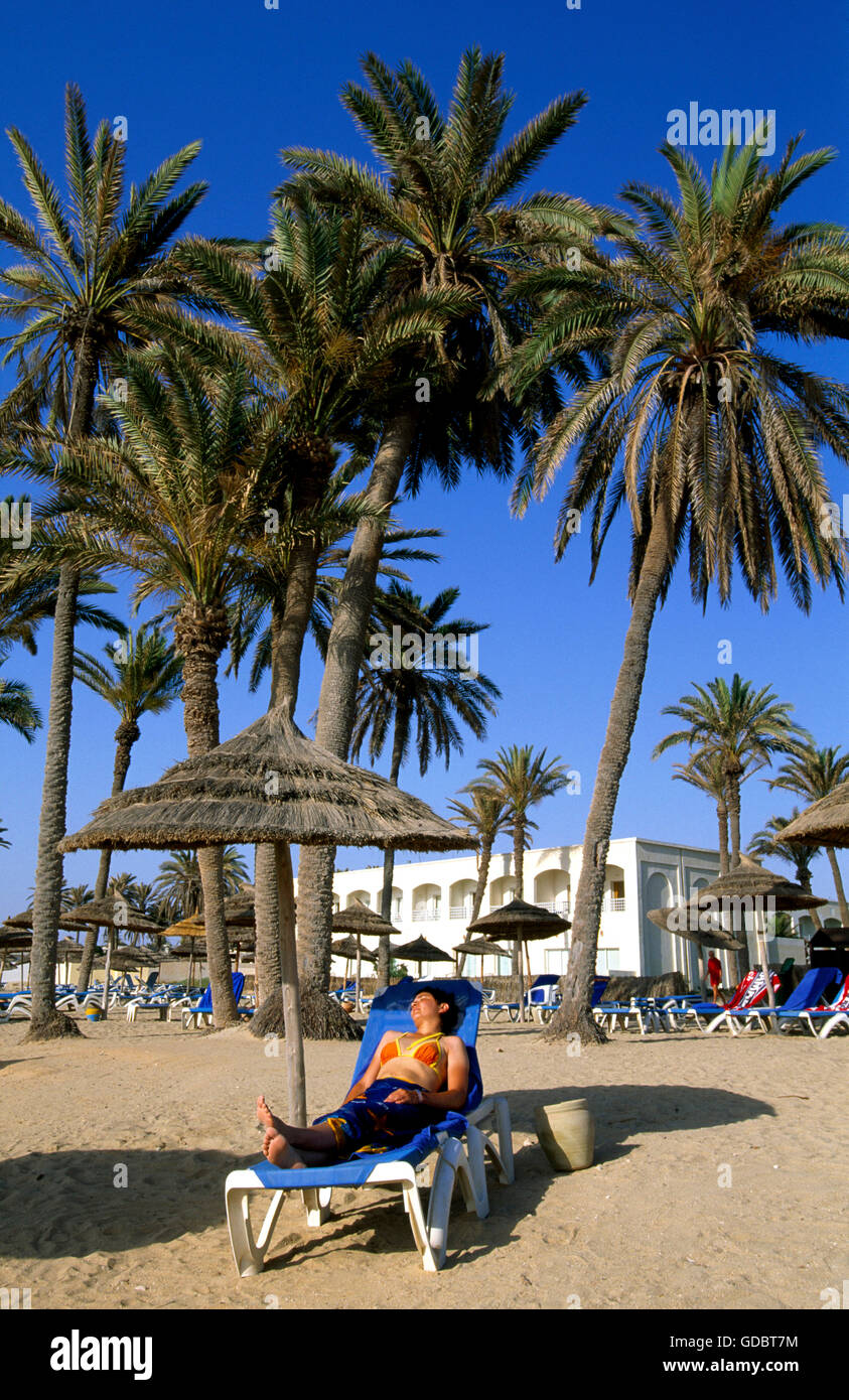Beach in the Oasis Zarzis, Djerba Island, Tunisia Stock Photo - Alamy