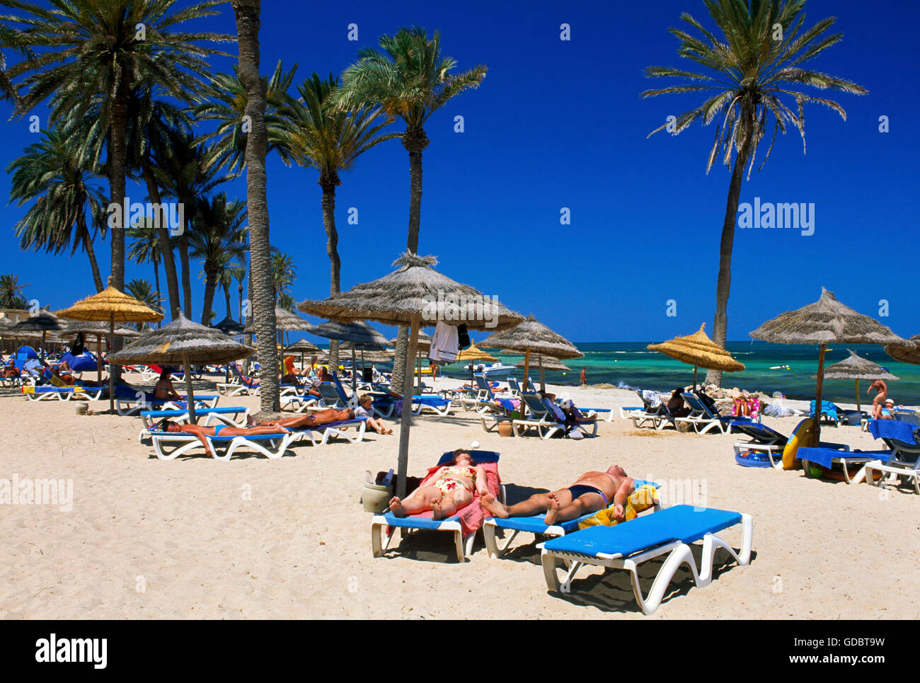 Beach in the Oasis Zarzis, Djerba Island, Tunisia Stock Photo - Alamy