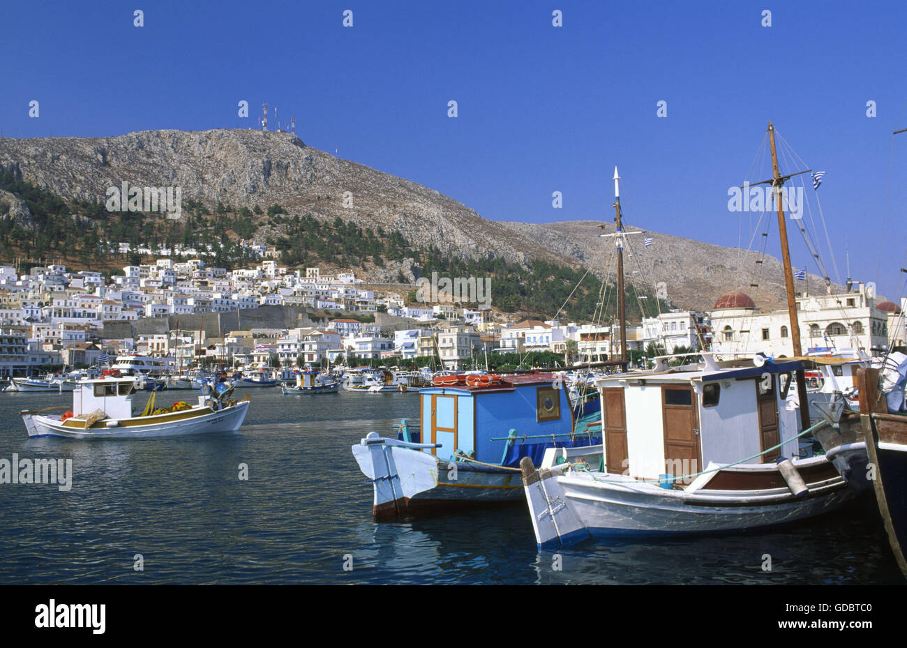 Harbour of Pothia, Kalymnos Island, Dodecanese, Greece Stock Photo - Alamy