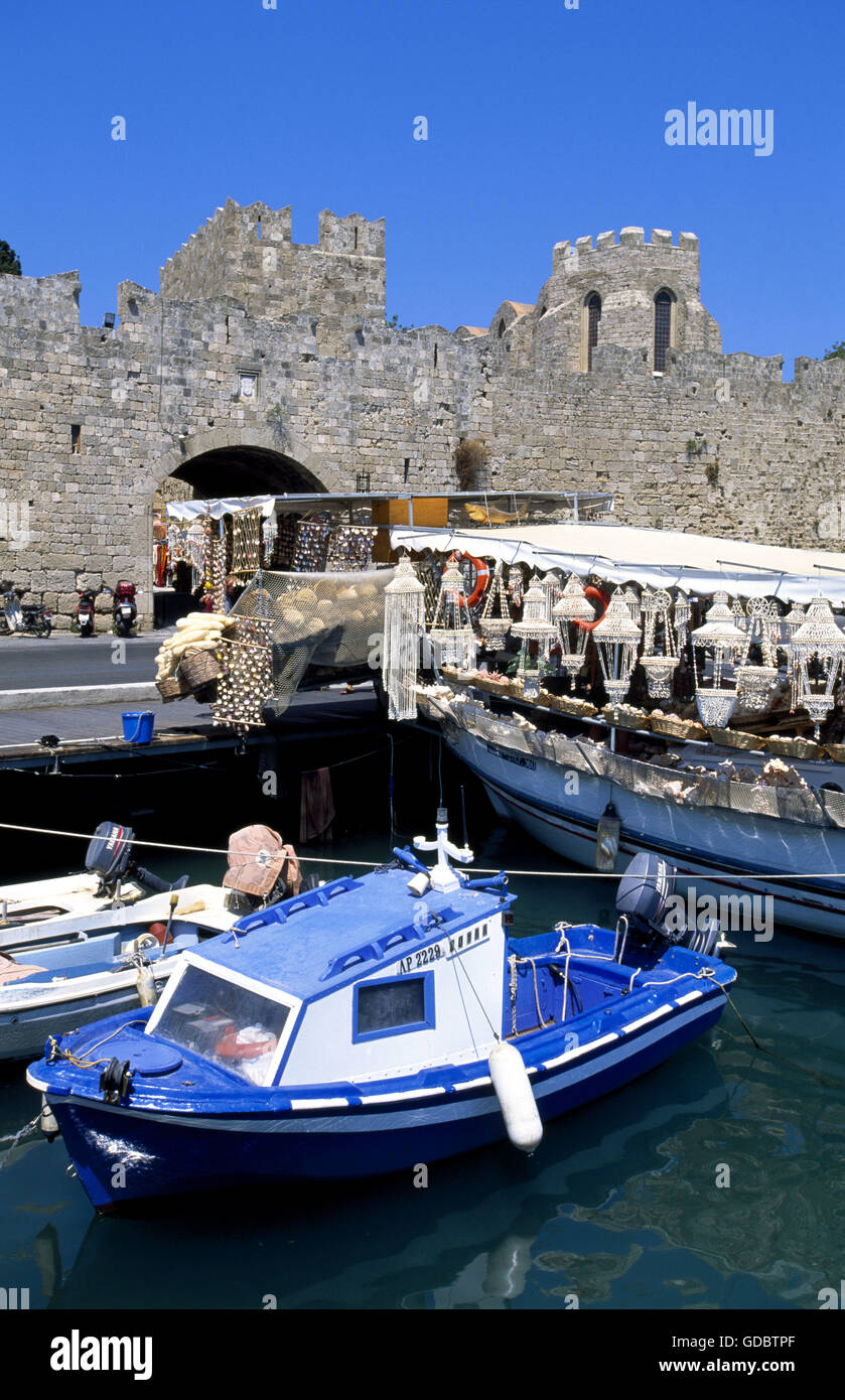 Harbour, Rhodes-Town, Rhodes Island, Dodecanese, Greece Stock Photo - Alamy
