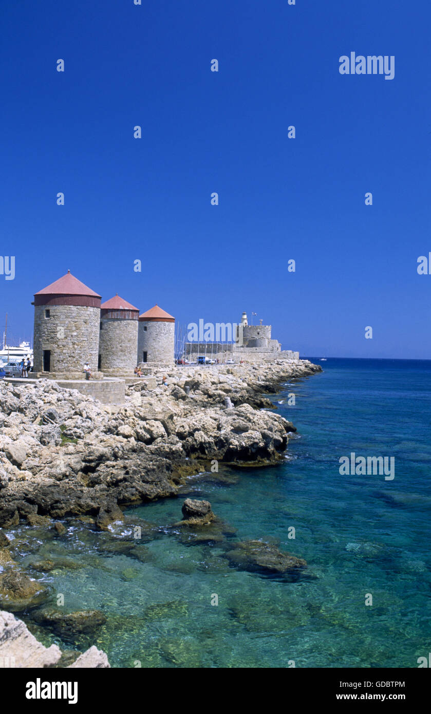 Mandraki Harbour in Rhodes-Town, Rhodes Island, Dodecanese, Greece ...
