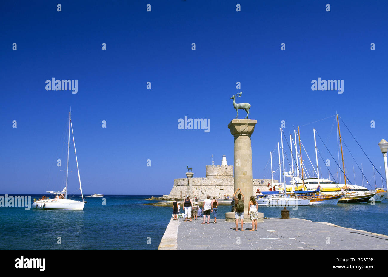 Mandraki Harbour in Rhodes-Town, Rhodes Island, Dodecanese, Greece ...