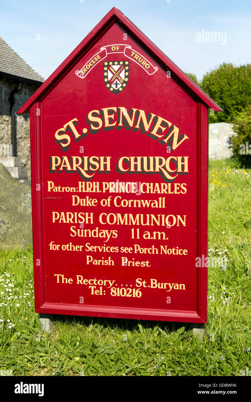 St sennen parish church sign hi-res stock photography and images - Alamy