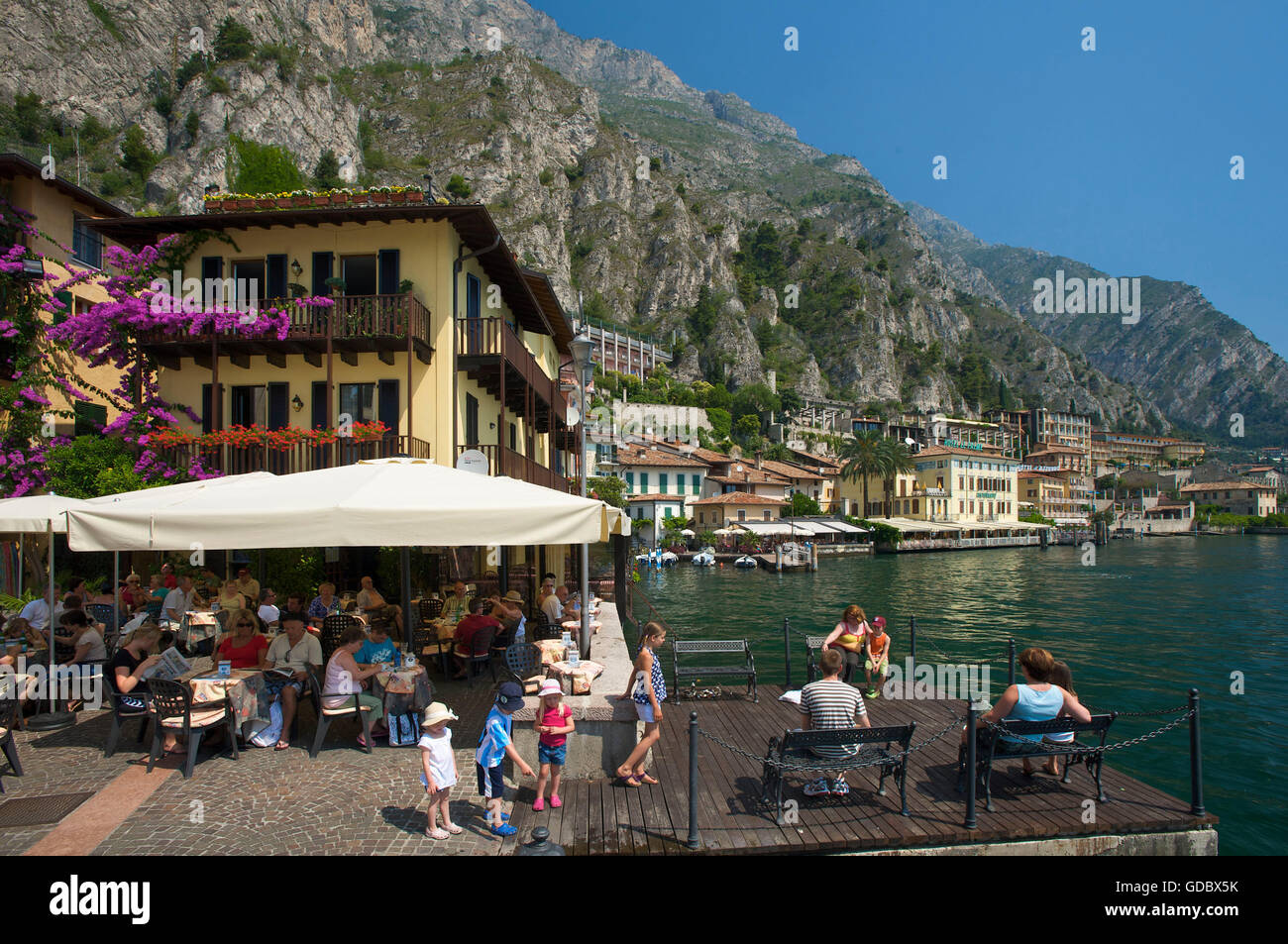 Cafe´s in Limone, Lake Garda, Italy Stock Photo - Alamy