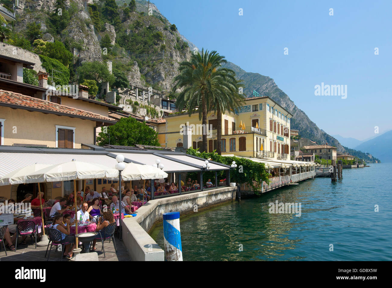 Cafe´s in Limone, Lake Garda, Italy Stock Photo - Alamy