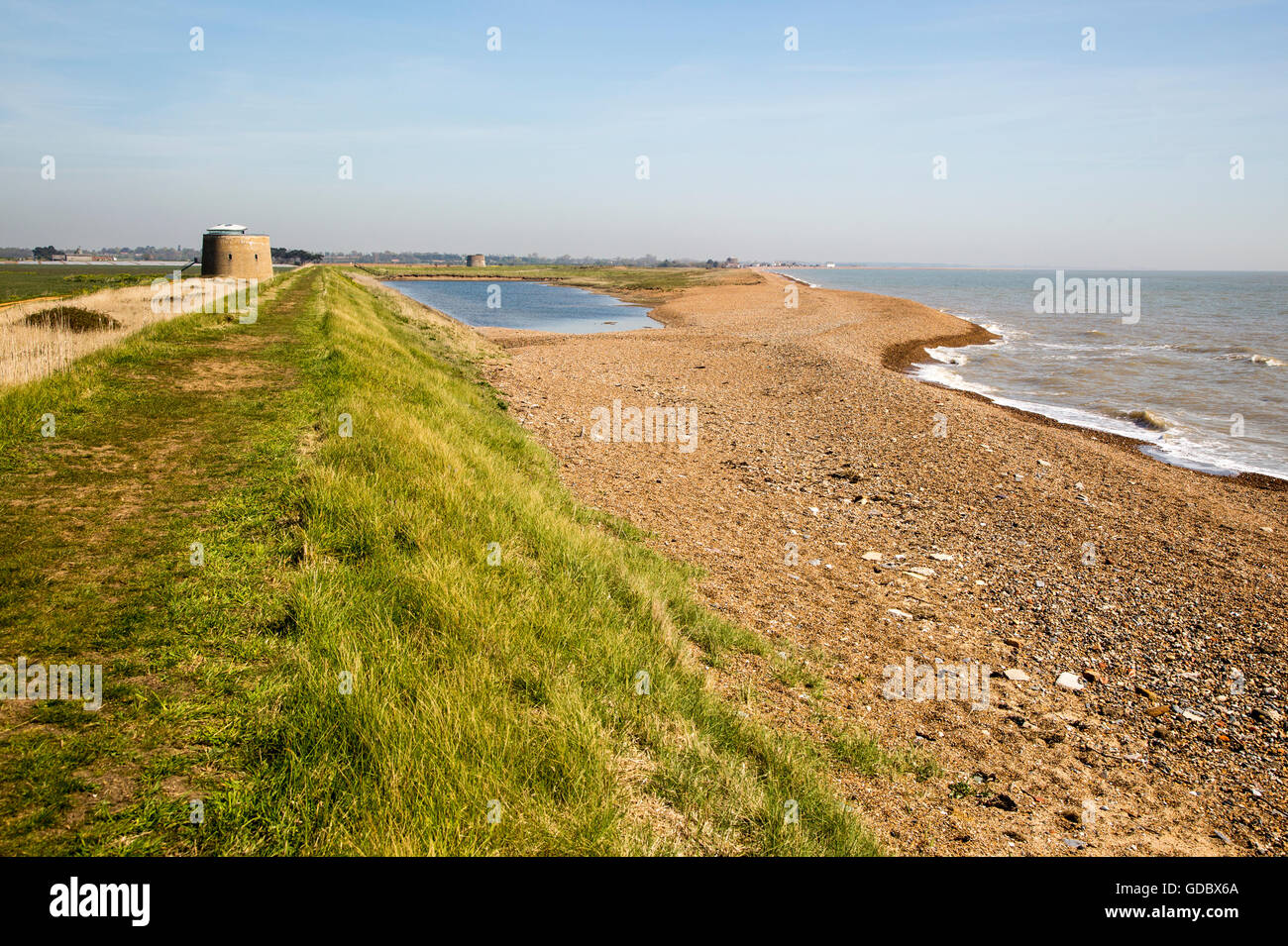 Coastal landscape with bay bar and lagoon formed from longshore drift ...