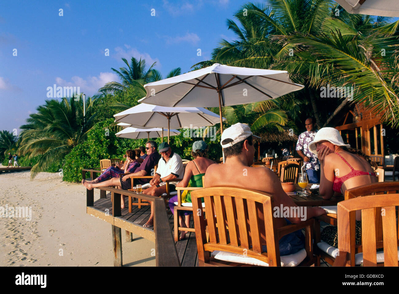 Beach bar on Baros Island, Maldives Stock Photo - Alamy