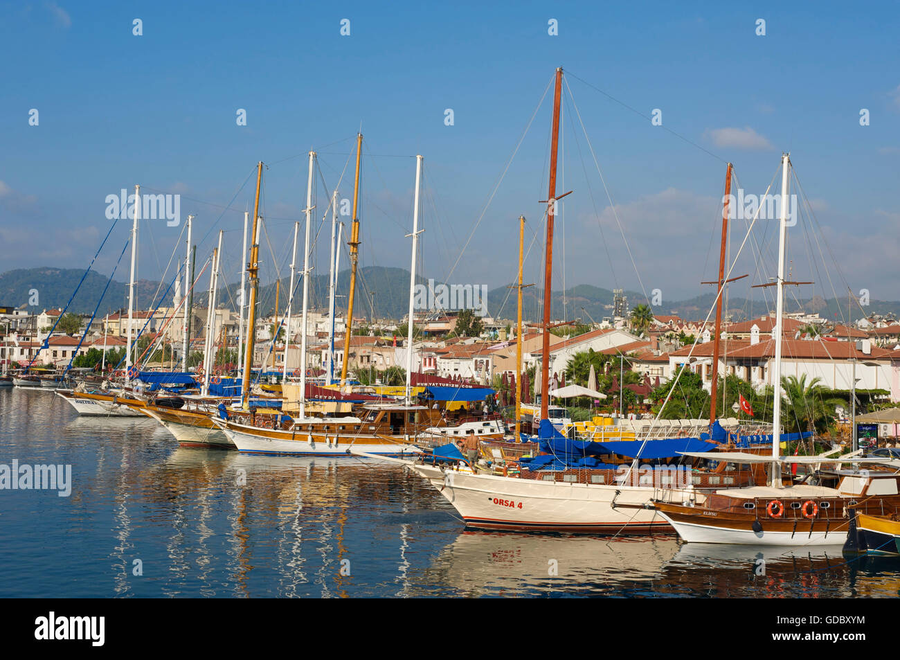 Old Town and Marina in Marmaris, Turkish Aegean Coast, Turkey Stock ...