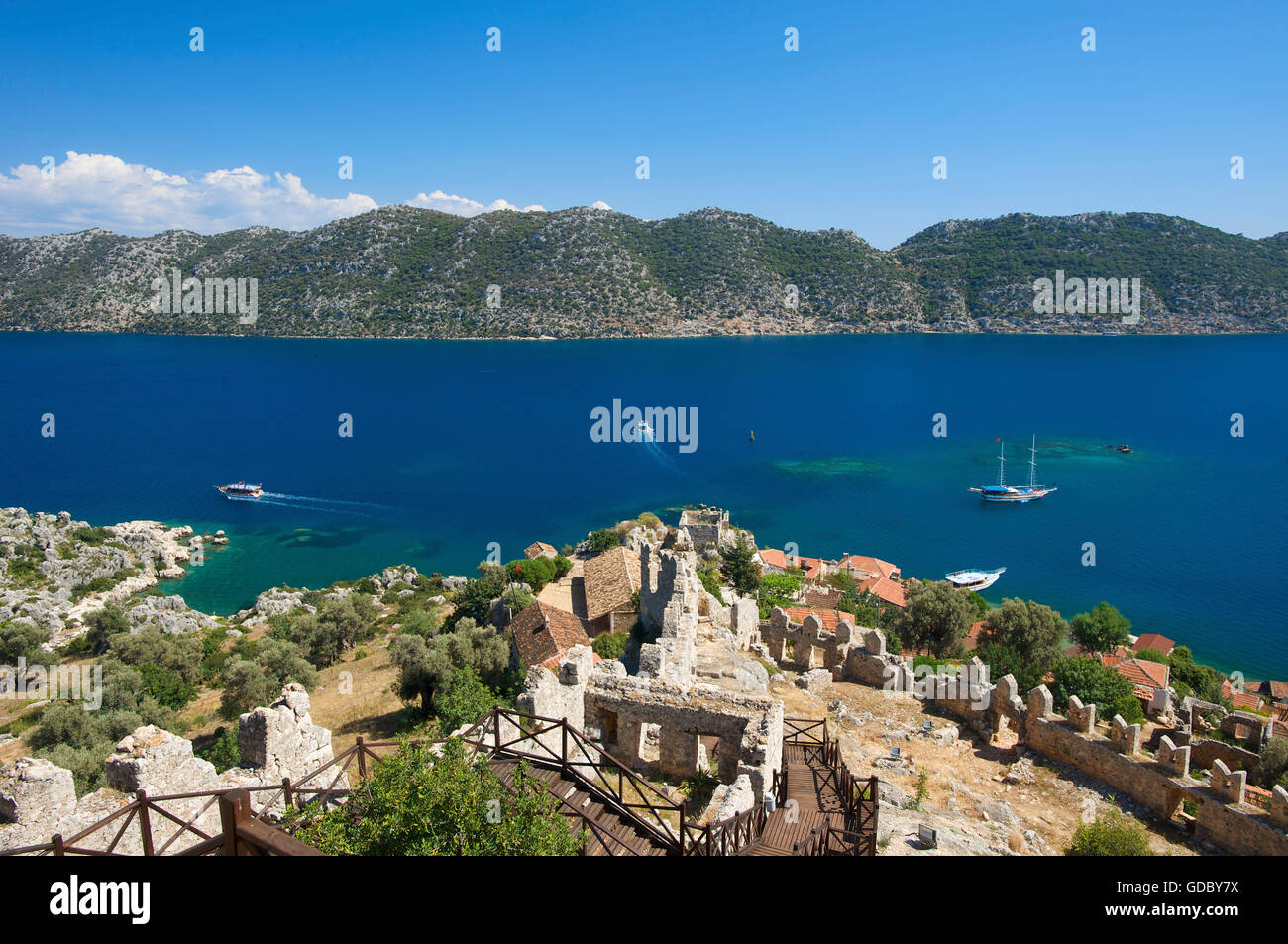 Simena Castle, Kekova, Turkish Riviera, Turkey Stock Photo - Alamy