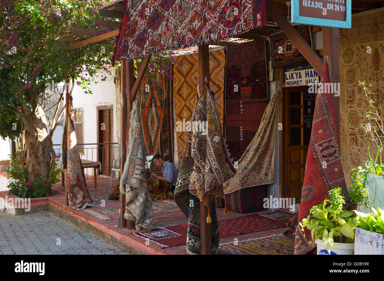 Carpet Shop in Ucagiz, Turkish Riviera, Turkey Stock Photo - Alamy
