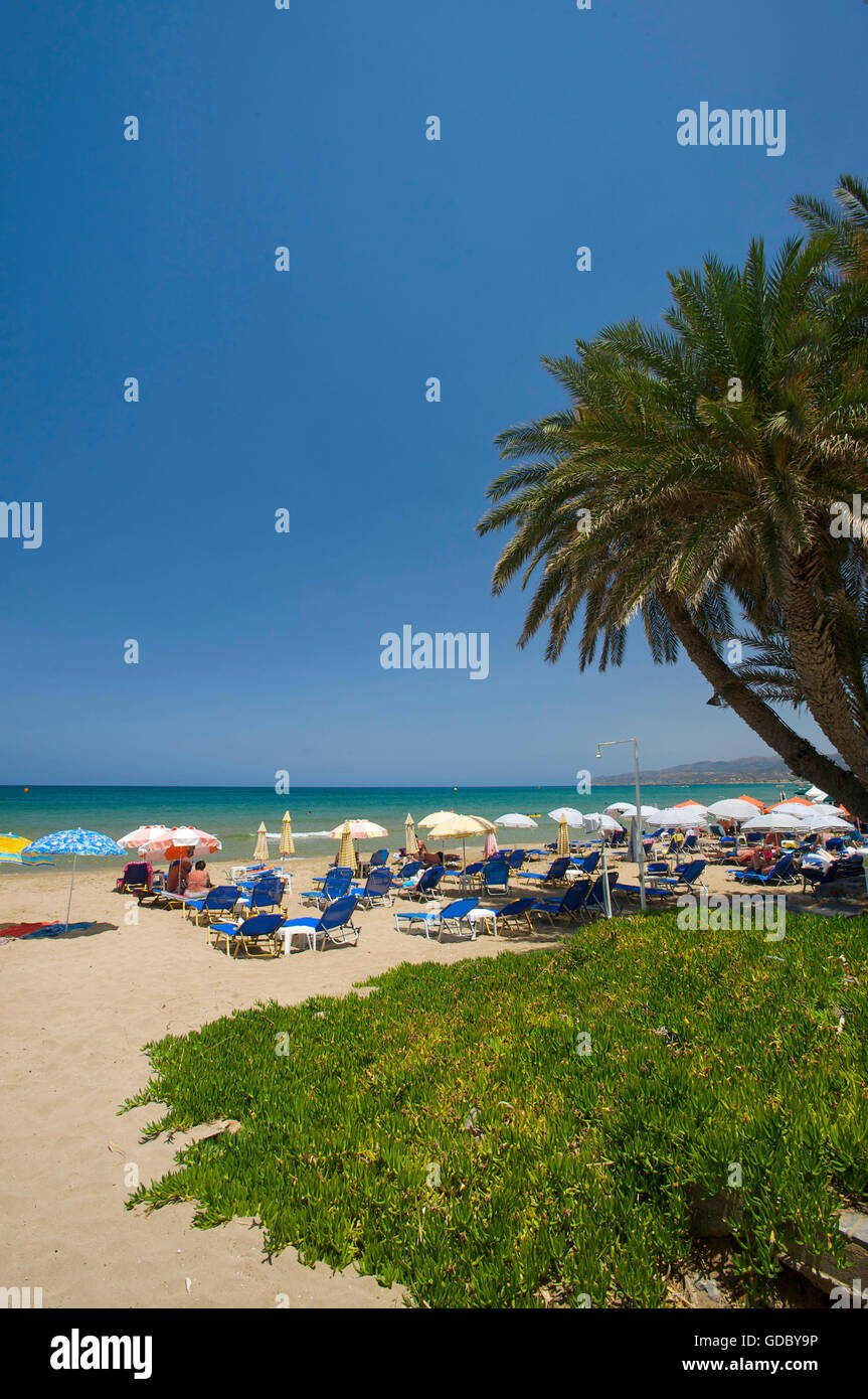 Stalida Beach in Malia, Crete, Greece Stock Photo - Alamy