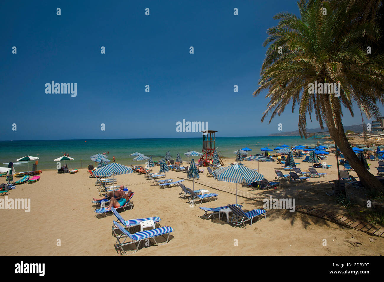 Stalida Beach in Malia, Crete, Greece Stock Photo - Alamy