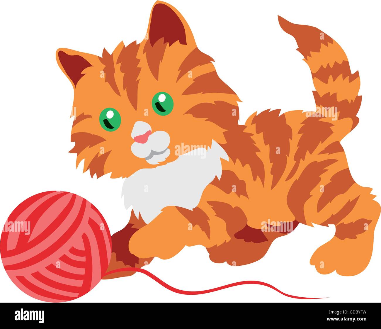Pet cat playing with toy on white background Stock Vector Images - Alamy