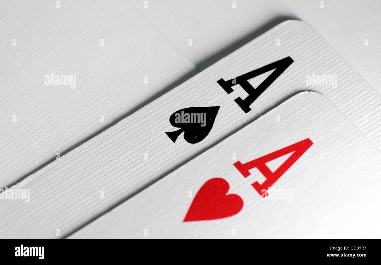 A pair of aces playing cards macro close up Stock Photo - Alamy