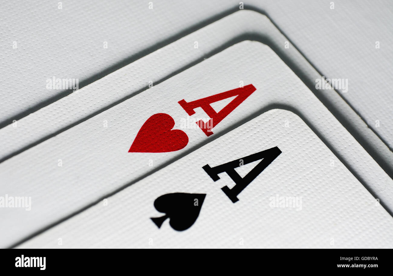 A pair of aces playing cards macro close up Stock Photo - Alamy