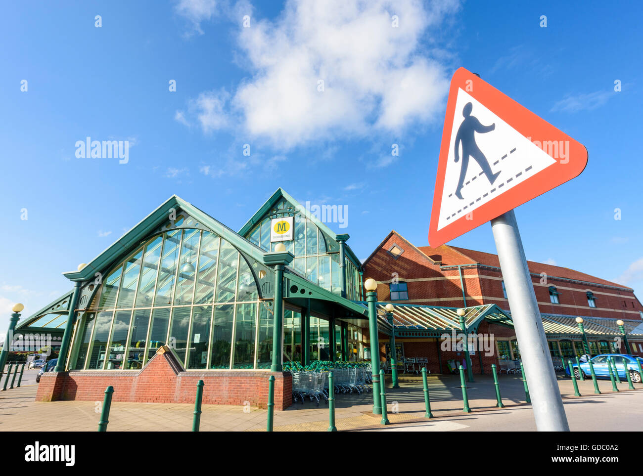 View of the front of a large modern Morrison's Supermarket photographed ...