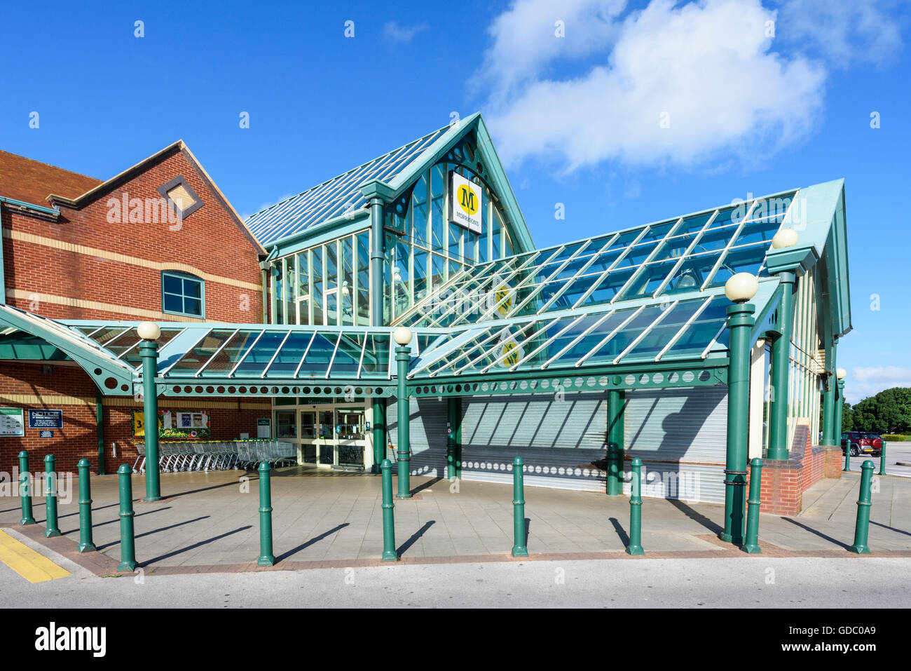 View of the front of a large modern Morrison's Supermarket photographed ...