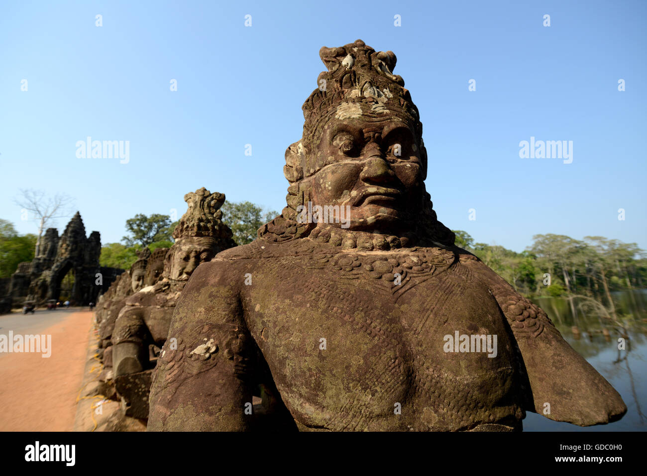 The Bridge at the Angkor Tom Gate in the Temple City of Angkor near the ...